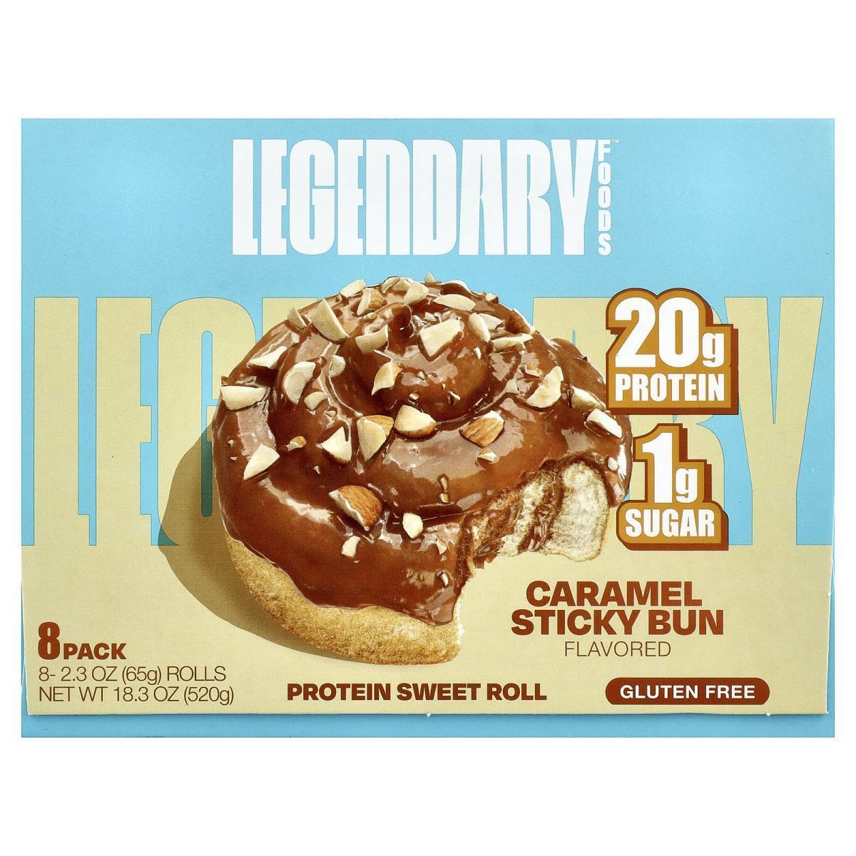 Legendary Foods, Protein Sweet Roll, Caramel Sticky Bun, 8 Pack, 2.3 oz ...