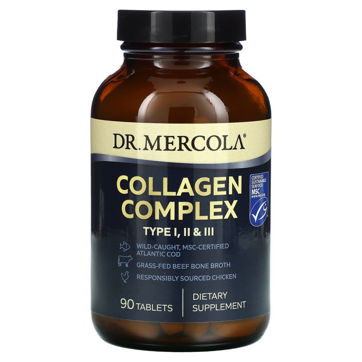 Dr. Mercola, Collagen Complex, тип I, II и III, 90 таблеток купить в ...